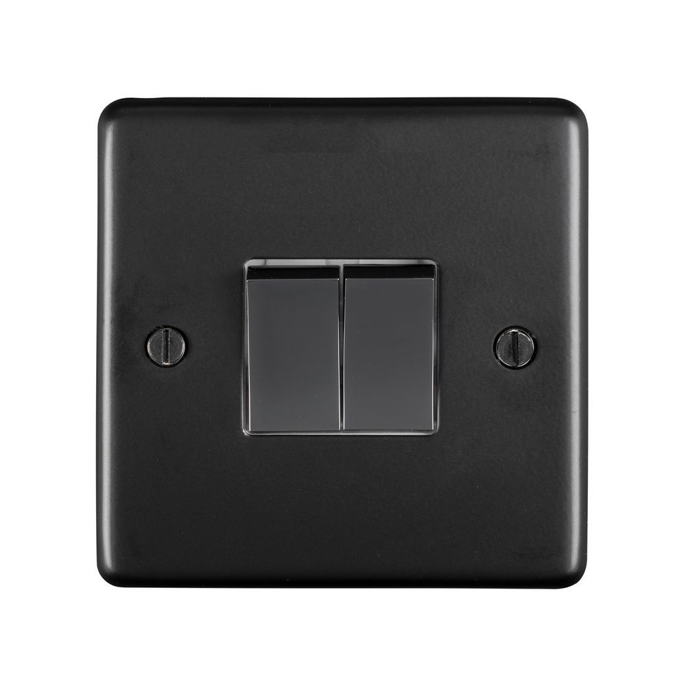 Matt Black Double Light Switch | 2 Way, 10A | Stainless Steel range by ...
