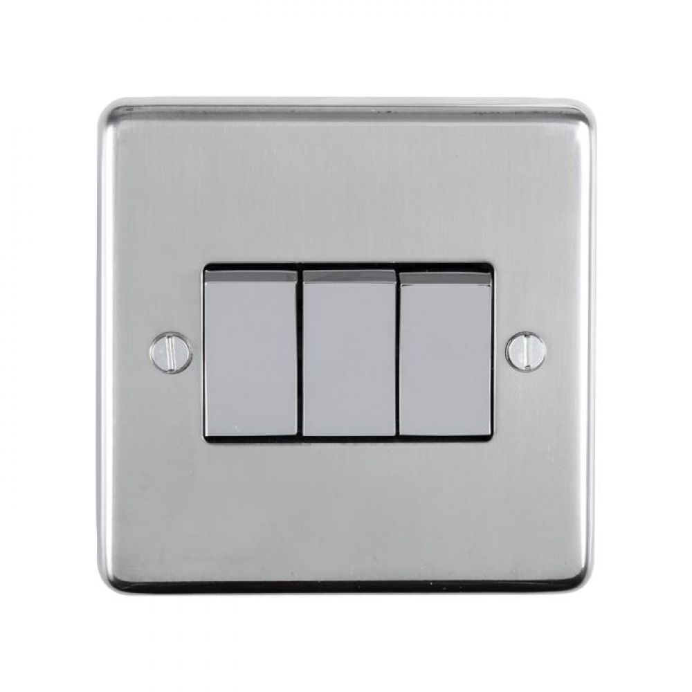 Polished Silver Triple Light Switch with Matching Switches | 2 Way, 10A ...