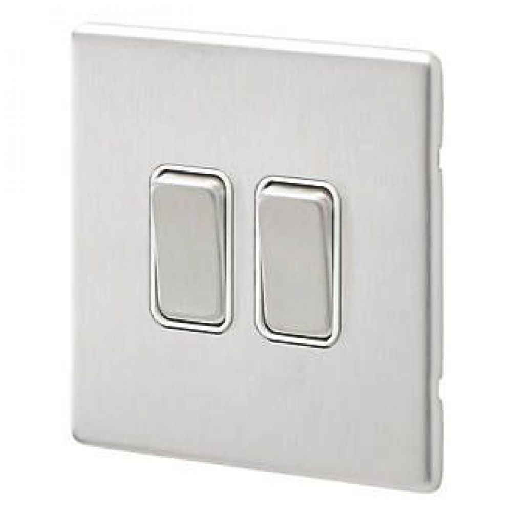 MK K24372BSSW 2G 20A SP 2-Way Switch, Brushed Stainless Steel, White ...
